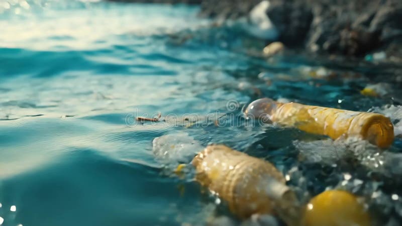 Ocean Pollution with Floating Trash and Environmental Debris Stock ...