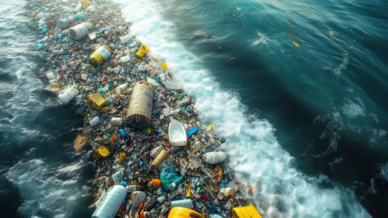 Ocean Pollution with Floating Trash and Environmental Debris Stock ...