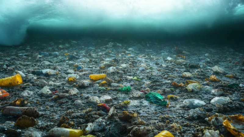 Ocean Pollution with Floating Trash and Environmental Debris Stock ...