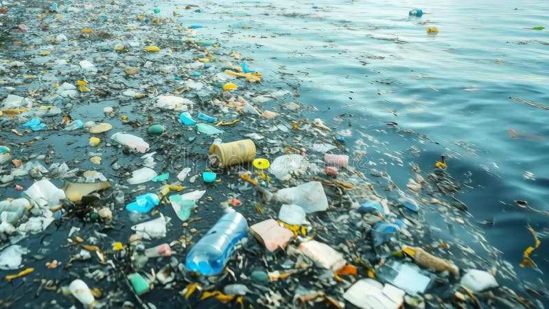 Ocean Pollution with Floating Trash and Environmental Debris Stock ...
