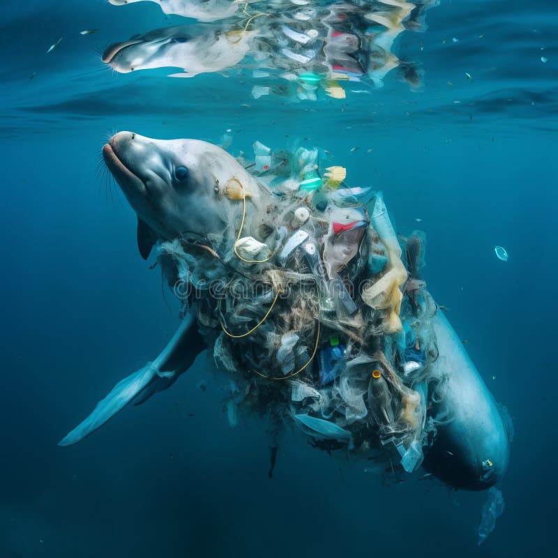 Ocean Pollution: Garbage and Distress Stock Illustration - Illustration ...