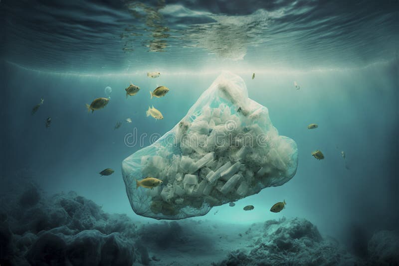 Ocean Pollution with Garbage and Human Waste. Created with Generative ...