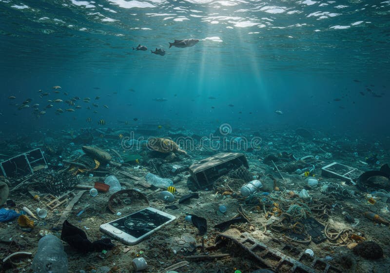 Ocean Pollution: Marine Life Amidst Underwater Plastic Waste and Debris ...