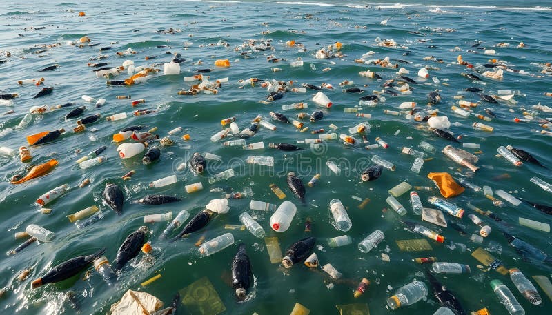 Ocean Pollution: Plastic Waste in the Sea Stock Image - Image of ...