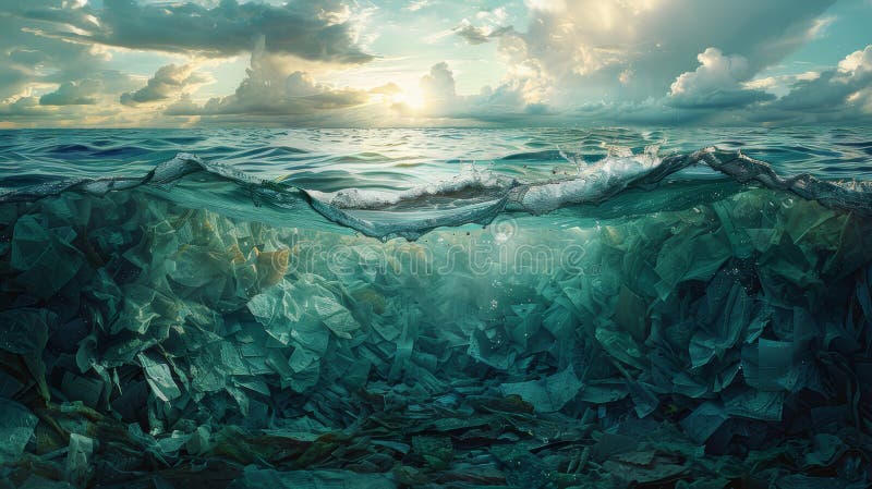 Ocean Pollution with Plastic Waste Underwater Depicting Environmental ...