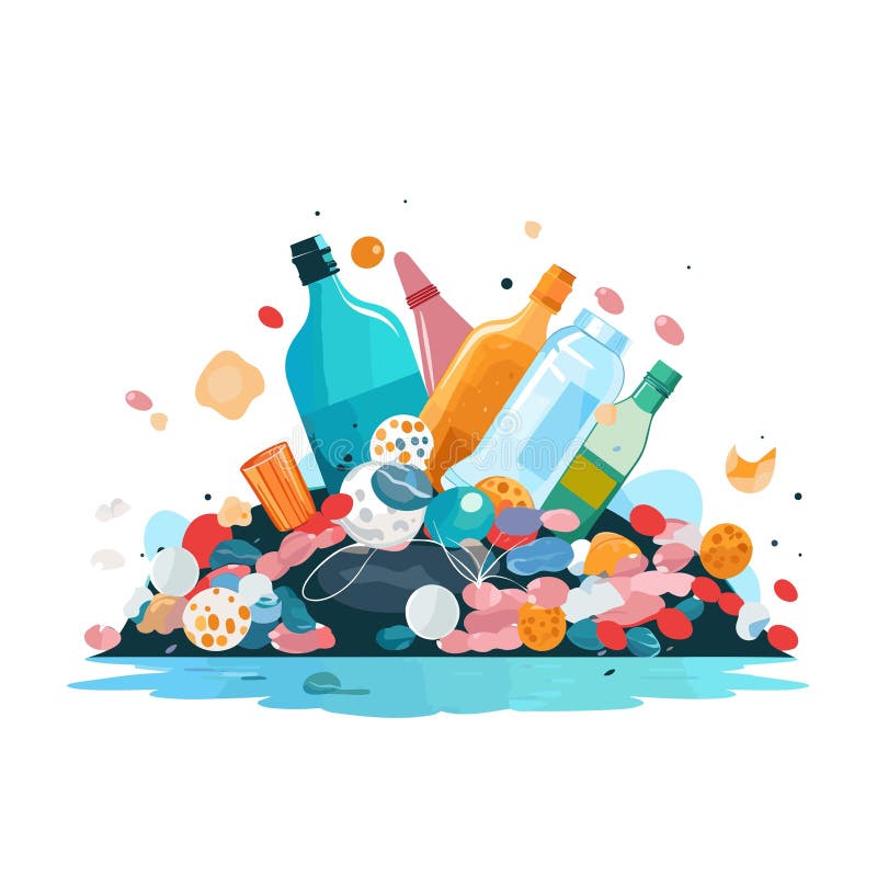 Ocean Pollution with Plastic Waste Vector Flat Isolated Illustration ...