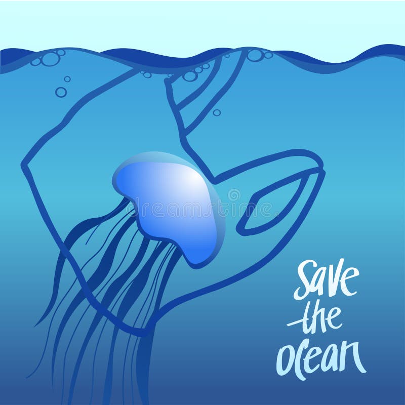 Save the Ocean Square Vector Image. the Environment Protection Vector ...