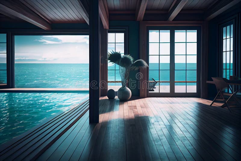 Ocean and Pool View Room.generative Ai Stock Illustration ...