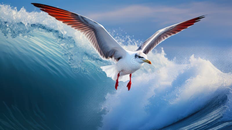 Ocean red and blue wave stock illustration. Illustration of marine ...