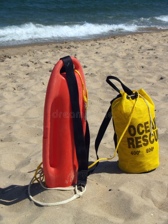 Ocean Rescue Gear Ready in Sand Stock Image - Image of patrol, beige ...