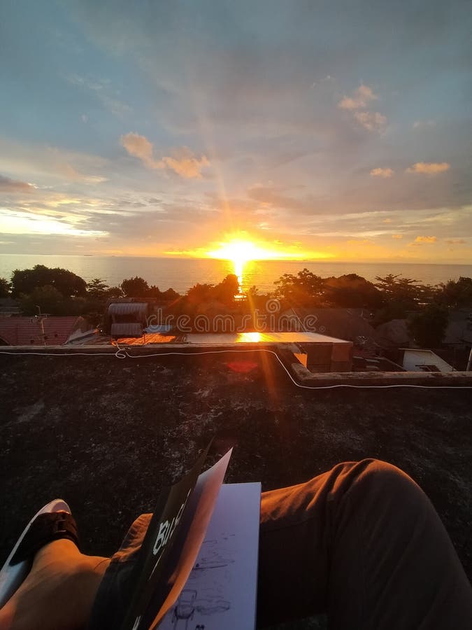 Ocean, rooftop and chill editorial stock photo. Image of rooftop ...