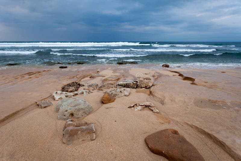 Ocean with Round Craters on the Shore Stock Photo - Image of blue ...