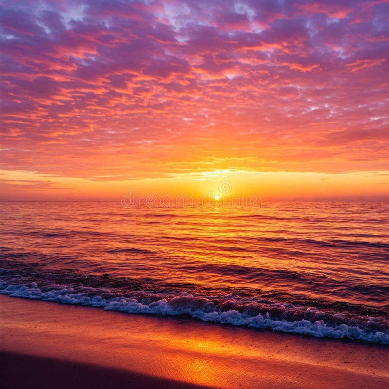 Ocean& X27;s Fiery Kiss More Dramatic and Evocative Stock Photo - Image ...