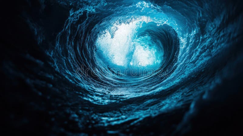 Ocean S Swirling Vortex, Powerful Waves Stock Illustration ...