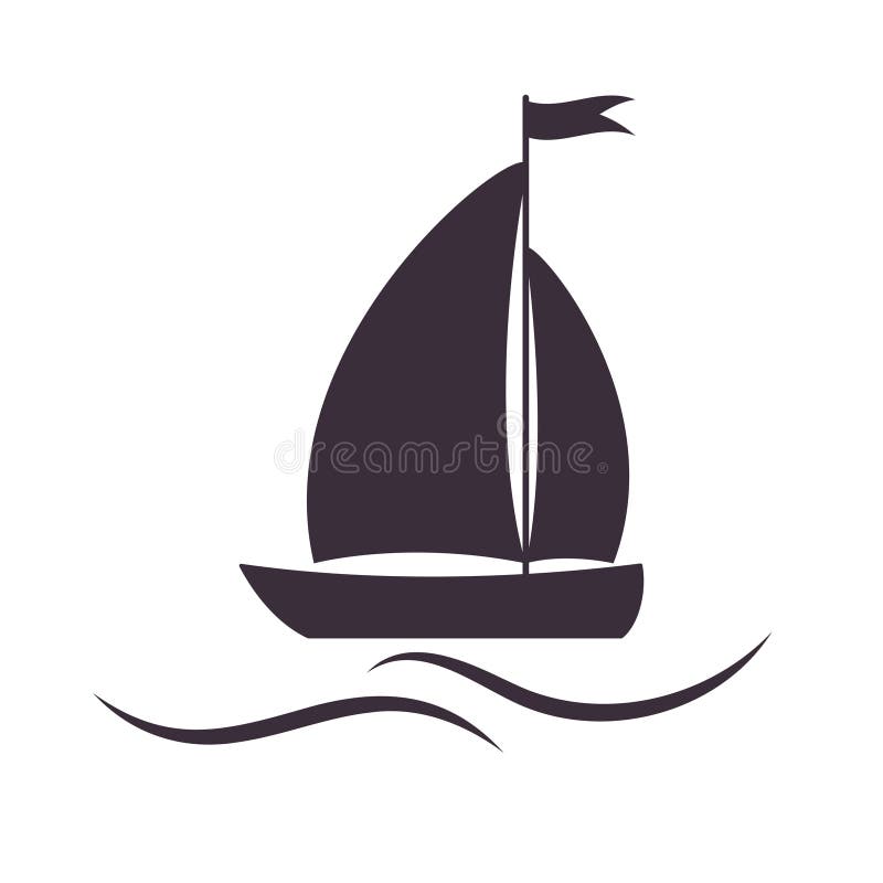 Ocean sailboat silhouette stock vector. Illustration of ship - 312169234