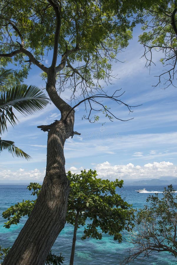 Ocean and Sailing Boats Under White Clouds and Blue Sky, Bali Stock ...