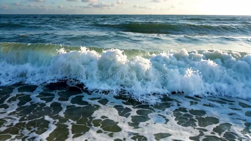 The Scene of Surging Waves by the Sea, Generative AI Stock Video ...