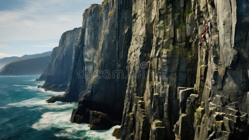 Ocean sea cliffs landscape stock illustration. Illustration of coastal ...