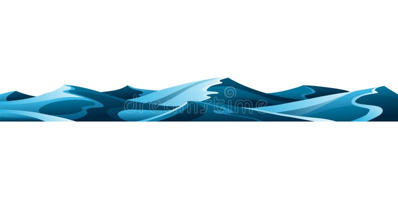 Ocean or Sea Decorative Water Wave. Vector Horisontal Pattern for Ui ...
