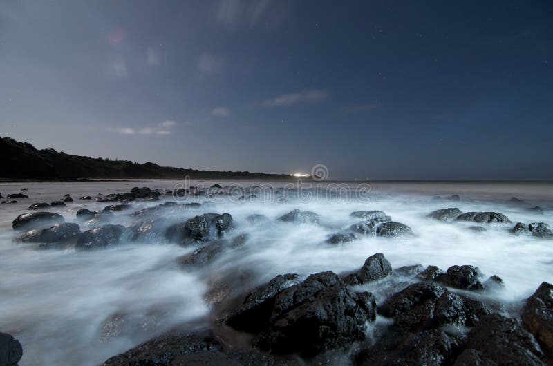 Ocean Sea Mist stock photo. Image of night, water, rocks - 27136726