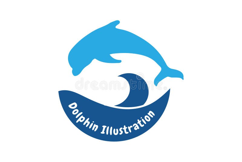 Ocean Sea Wave with Jumping Dolphin Icon Illustration Vector Stock ...