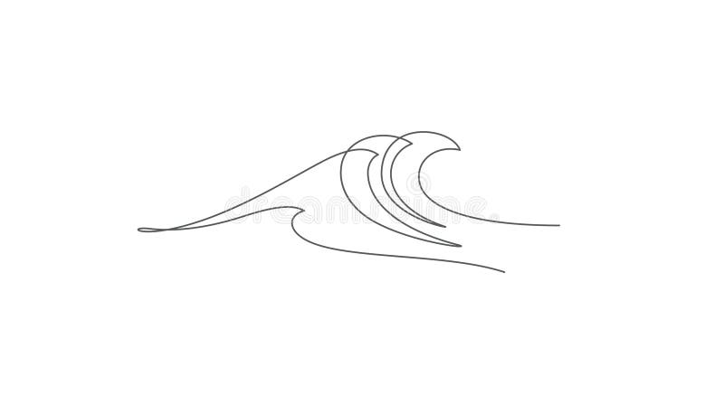 Ocean Sea Wave One Line Minimalism Concept Thin Line Stock Vector ...