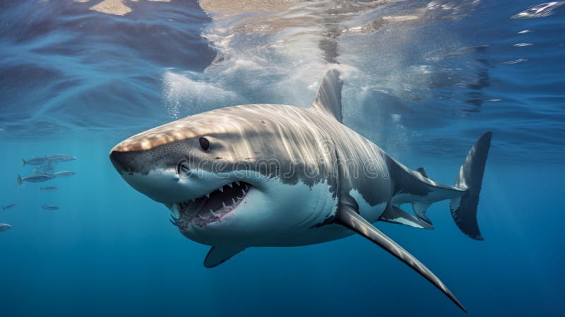 Ocean Shark Bottom View from Below. AI Generative Stock Illustration ...