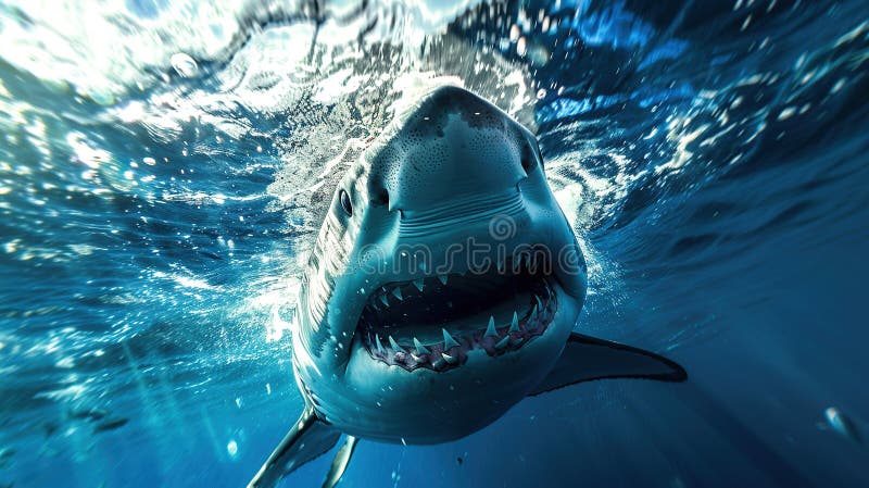 Ocean Shark Bottom View from . Generative Ai Stock Illustration ...