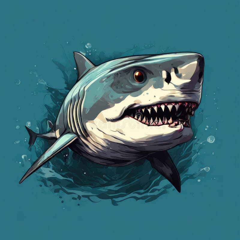 Ocean shark illustration stock photo. Image of swimming - 324887092