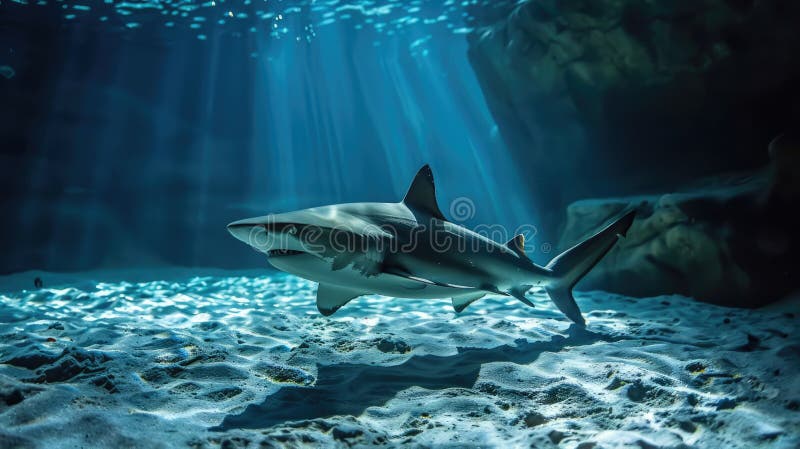 Ocean Shark. Underwater Blue Sea Clear Water Stock Image - Image of ...