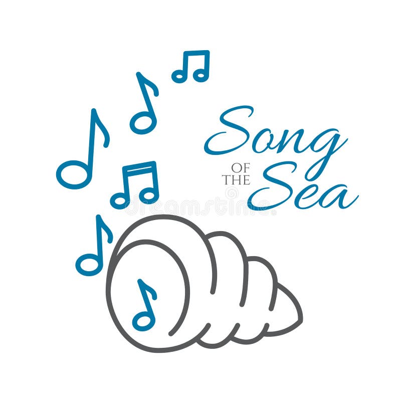 Ocean Shell with Musical Notes Making Sound of Sea Isolated on White ...