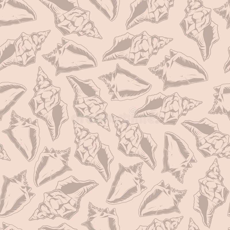 Ocean Shells Pattern Seamless Monochrome Stock Vector - Illustration of ...