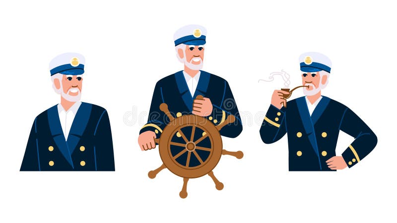 Ocean ship captain vector stock illustration. Illustration of chart ...