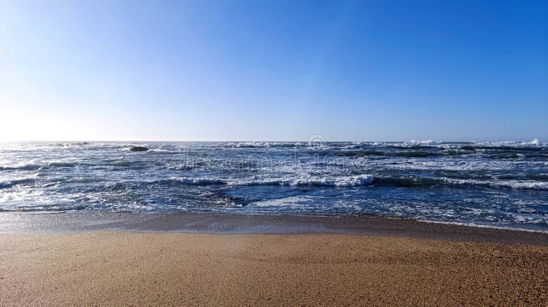 The Ocean Shore. Blue Sky Over the Ocean. Beautiful Sea Waves ...