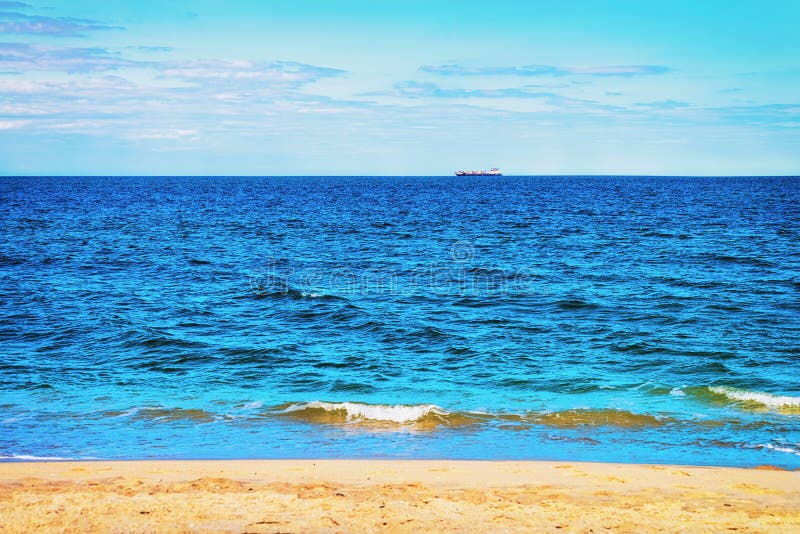 Ocean shore in Sandy Hook stock image. Image of cloud - 116959021