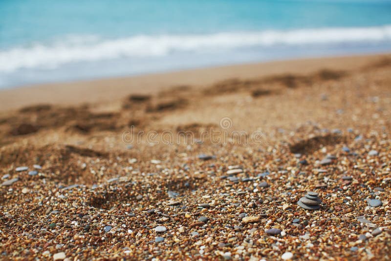 Ocean Side Beautiful Beach Details Pebbles and Sand Stock Image - Image ...