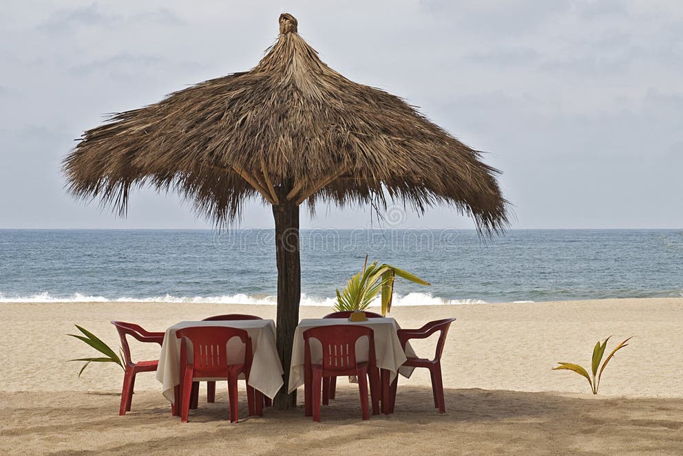 Ocean-side Palapa Table Setting Stock Image - Image of coast, scenic ...