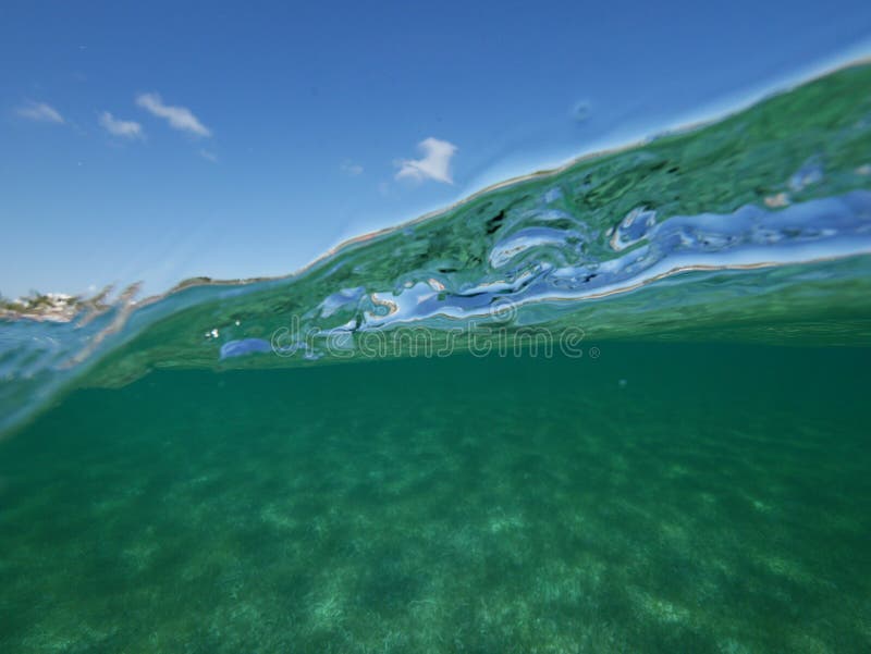 Caribbean Sea Split Level Ocean Stock Image - Image of scuba, green ...