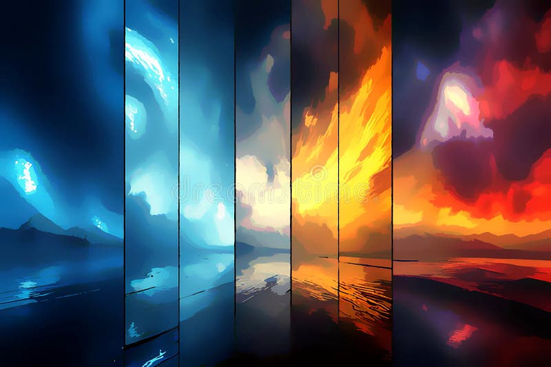 Ocean in Sky, Vertical Colored, Creative Base Design with Stripes ...