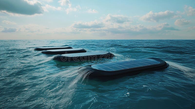 Ocean Solar Farm Floating, Energy, Waves, Blue Sky Stock Image - Image ...