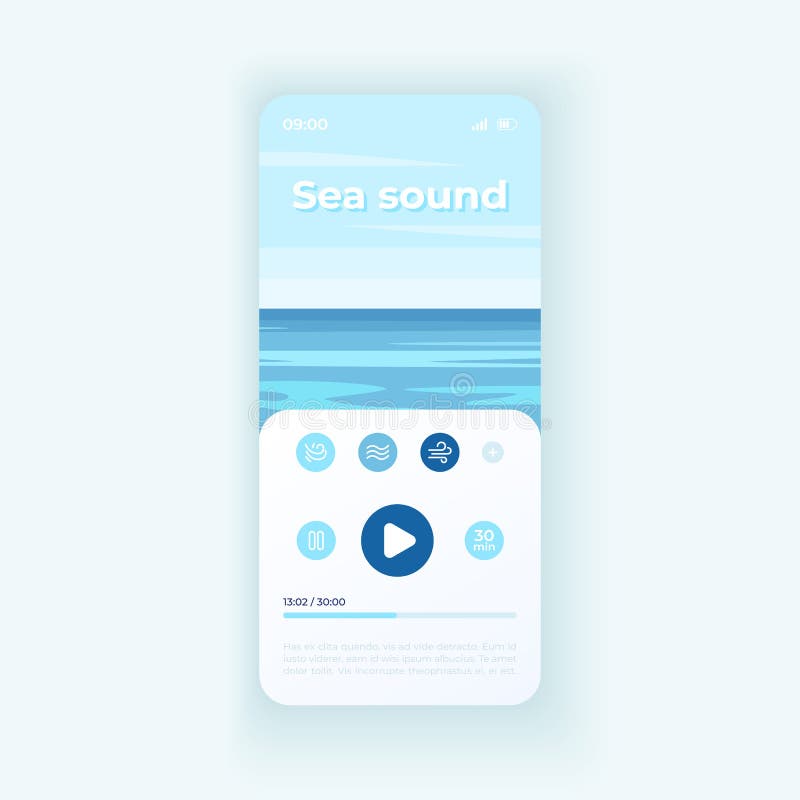 Ocean Sounds App Smartphone Interface Vector Template Stock Vector ...