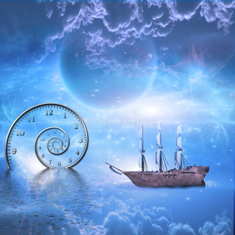 Through the Space and Time stock illustration. Illustration of clock ...