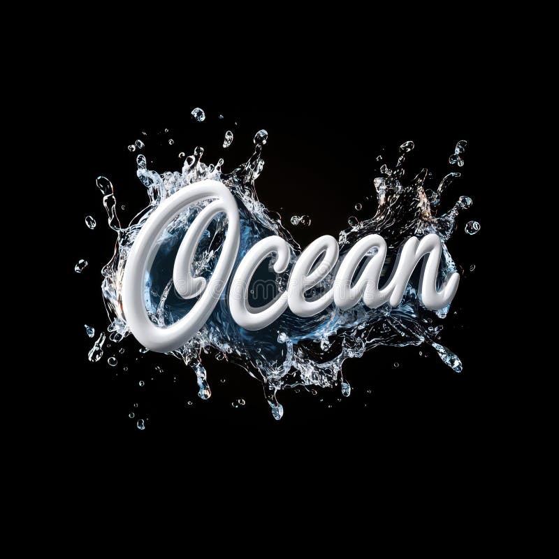 Ocean Splash Text stock illustration. Illustration of element - 341310464