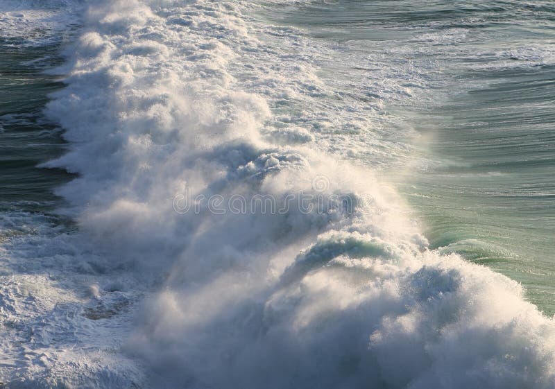 Big Blue Ocean Wave with Sea Spray Tossed Up Stock Image - Image of ...