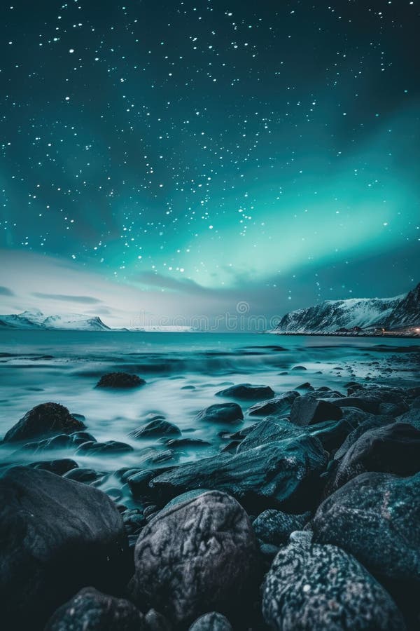 Ocean and Stars stock image. Image of astronomy, dark - 374857731