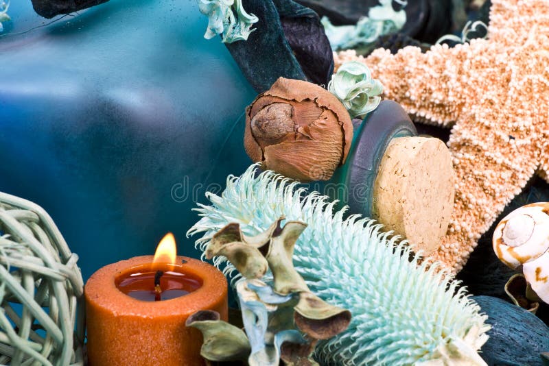 Ocean still life. stock photo. Image of floral, cork - 11172880