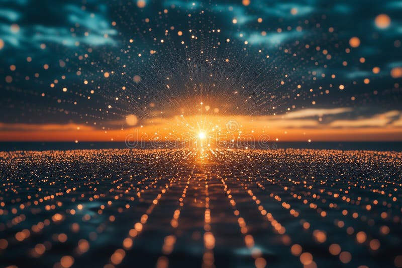 Ocean Sun and Abstract Waves. Sunset Element. by Generative Ai Stock ...