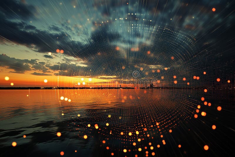 Ocean Sun and Abstract Waves. Sunset Element. by Generative Ai Stock ...
