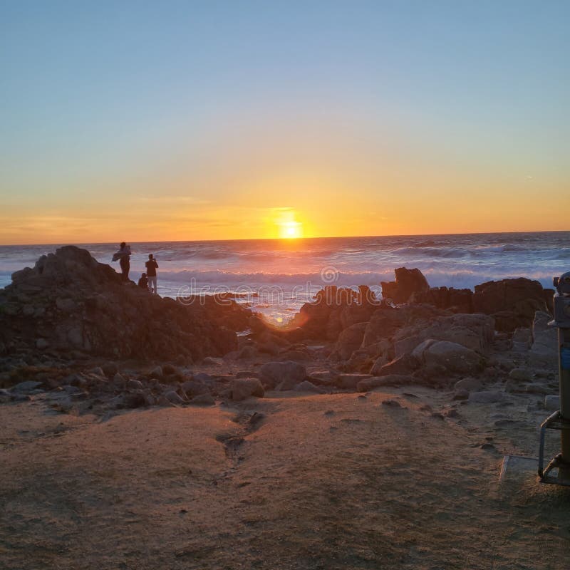 Ocean Sunset Beach Waves Rocks Outdoors Stock Photo - Image of darkness ...
