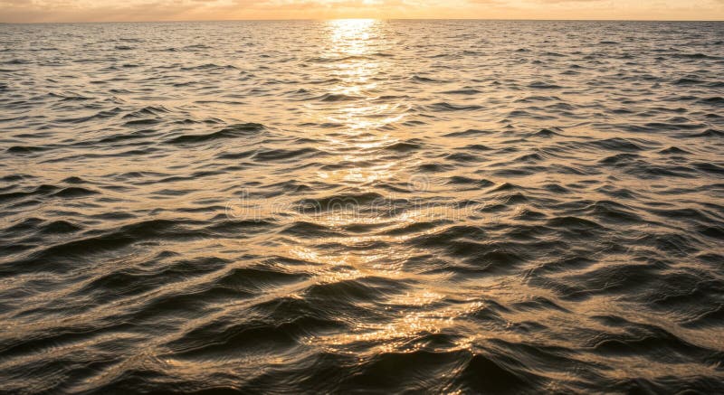 Ocean Sunset with Calm Waves and Golden Light Stock Illustration ...